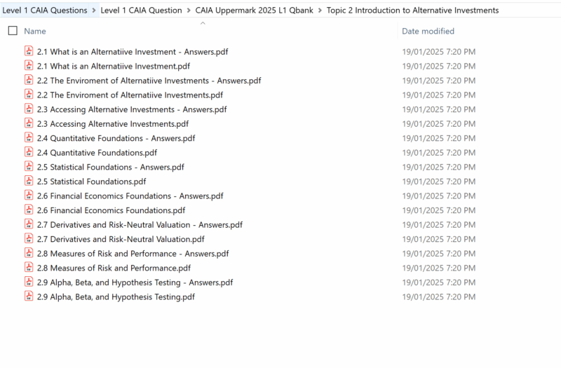 CAIA Uppermark 2025 Level 1 Qbank - PrepCFA