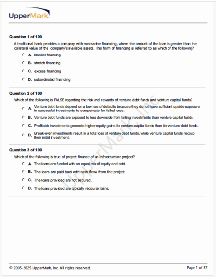 CAIA Uppermark 2025 Level 1 Mock Exam - PrepCFA