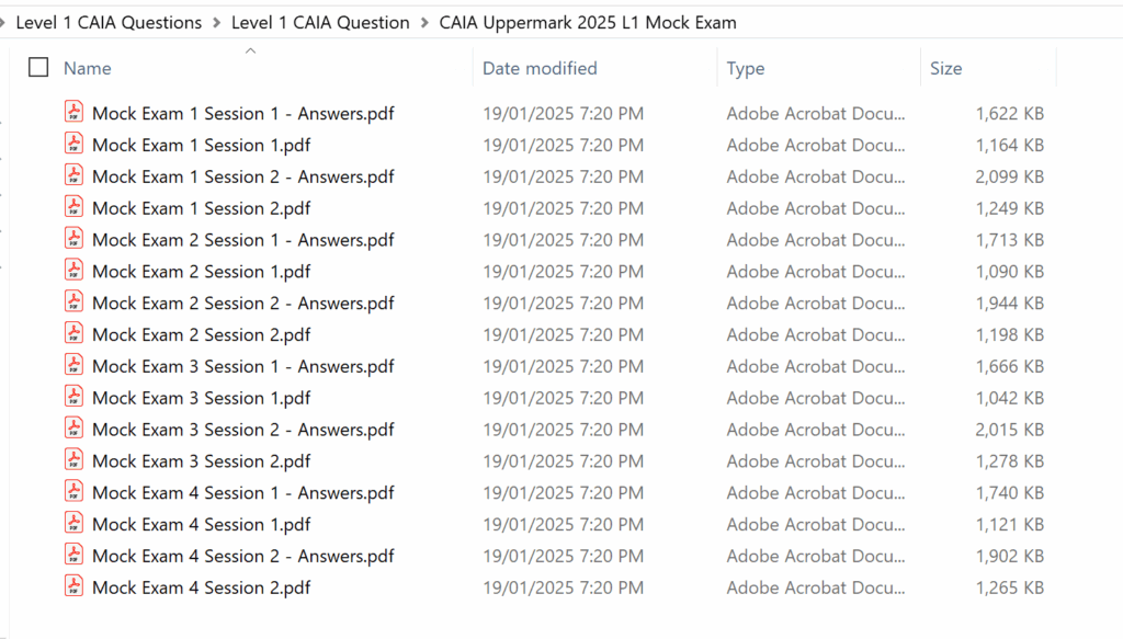 CAIA Uppermark 2025 Level 1 Mock Exam - PrepCFA