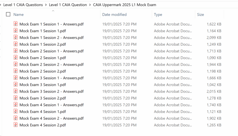 CAIA Uppermark 2025 Level 1 Mock Exam - PrepCFA